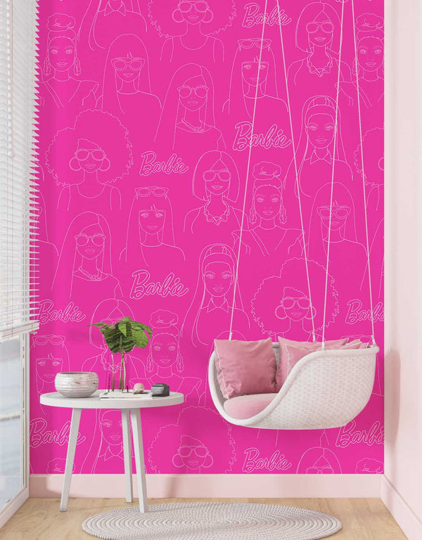 Barbie Line Drawing Wallpaper Mural – BigKidCo